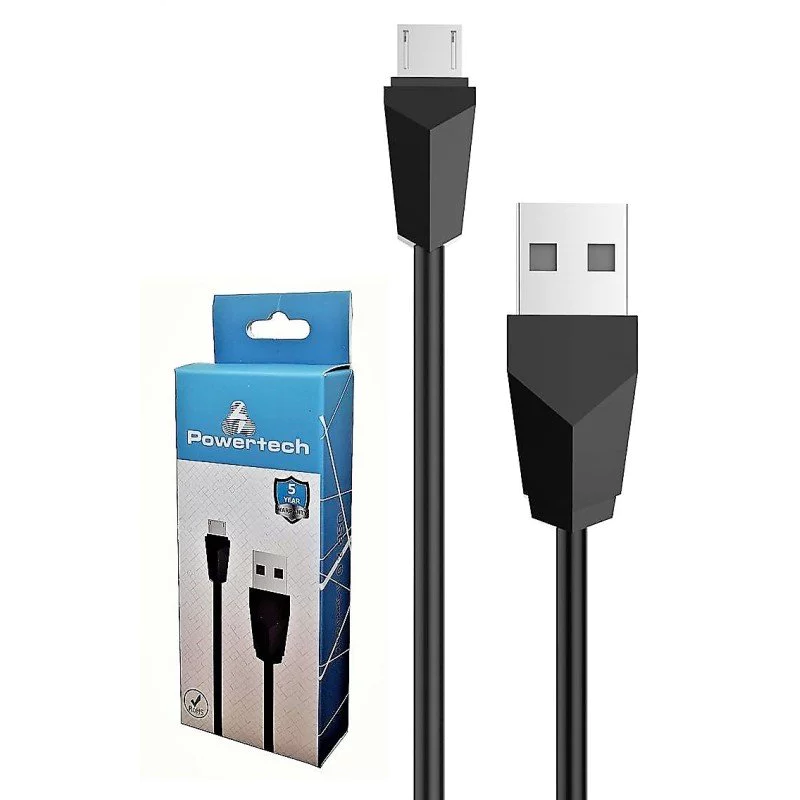 Powertech CAB-U081 USB A 2.0 Cable Male To Micro USB B Black 1m PTR ...