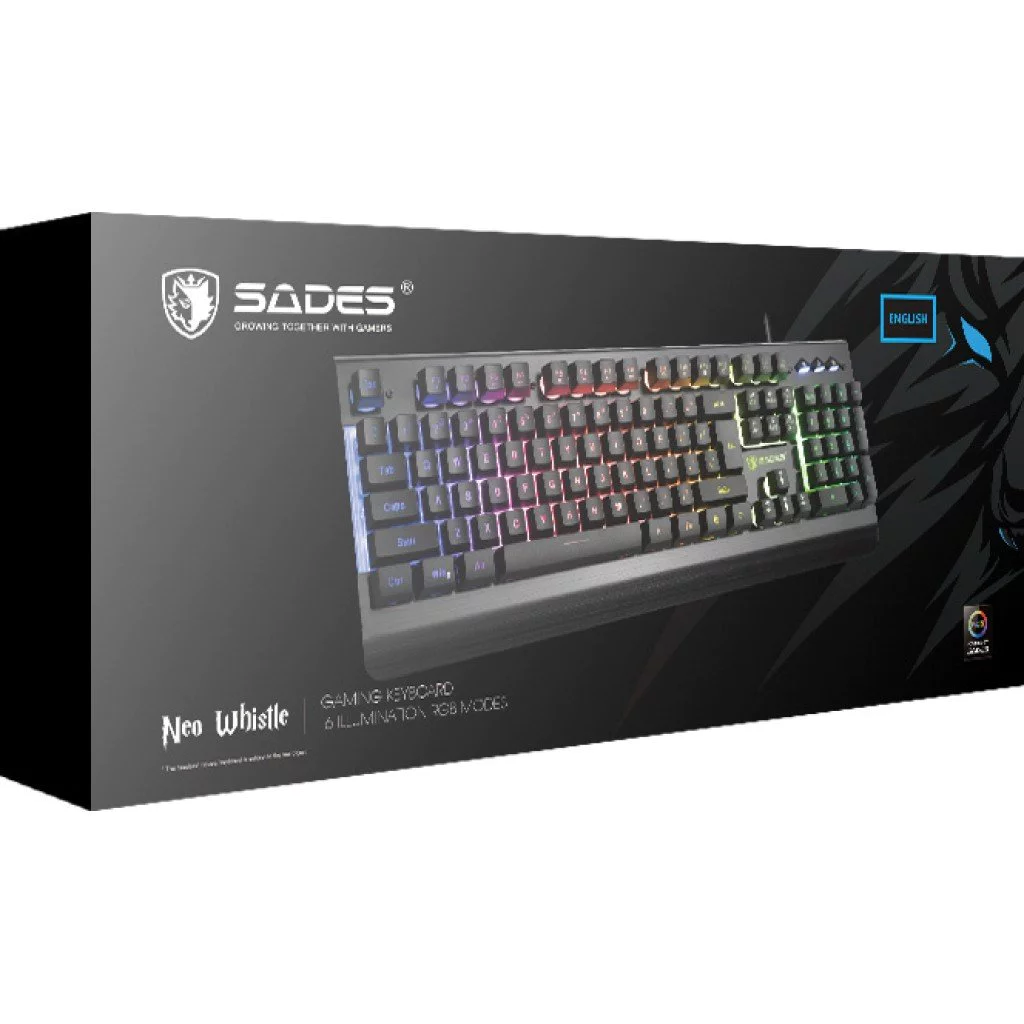 Sades Multimedia Gaming Keyboard Neo Whistle RGB USB-Black-US ...