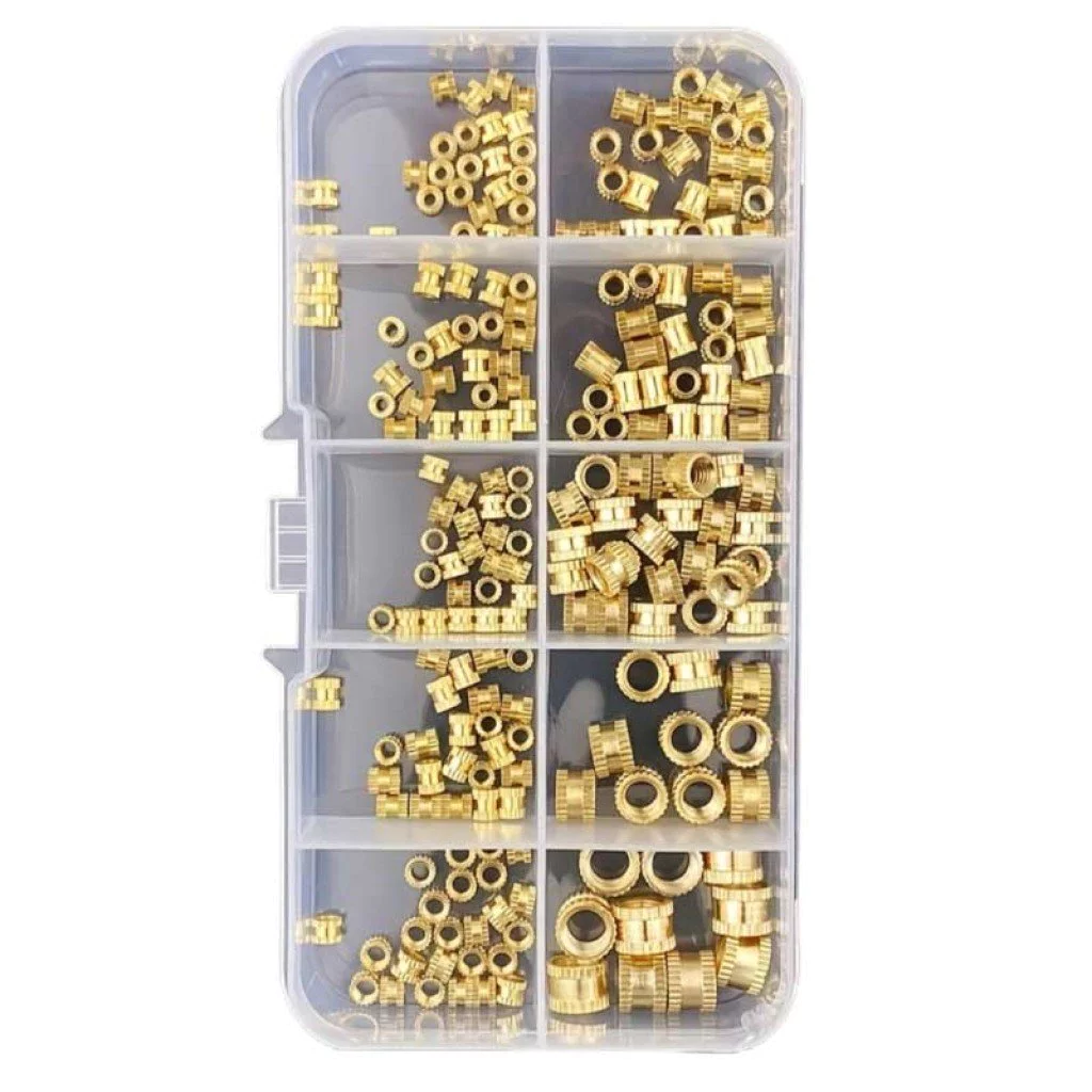 Heat-Set Threaded Inserts Kit Knurled Brass M2/M2.5/M3/M4/M5/M6 220 Pieces