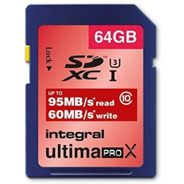 INTEGRAL ULTIMA PRO X ULTRA HIGH SPEED MEMORY SD CARD 64Gb U3 UHS-I ...